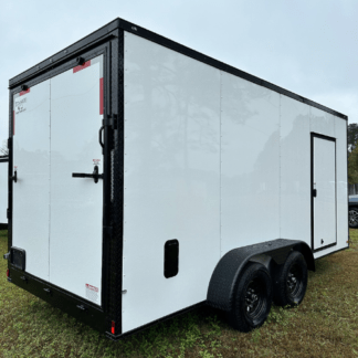 Titanium Cargo 7×16 Tandem Axle White Enclosed Trailer with Blackout ...