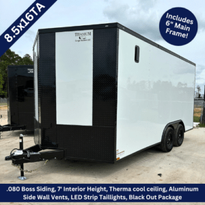 Titanium Cargo 8.5×16 Tandem Axle White Enclosed Cargo Trailer with ...