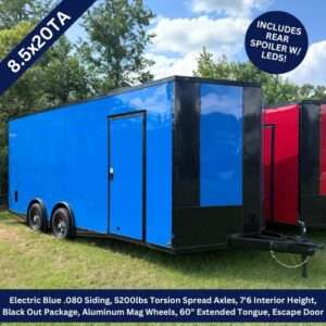 Titanium Cargo 8.5×20 Tandem Axle Electric Blue Enclosed Trailer with ...